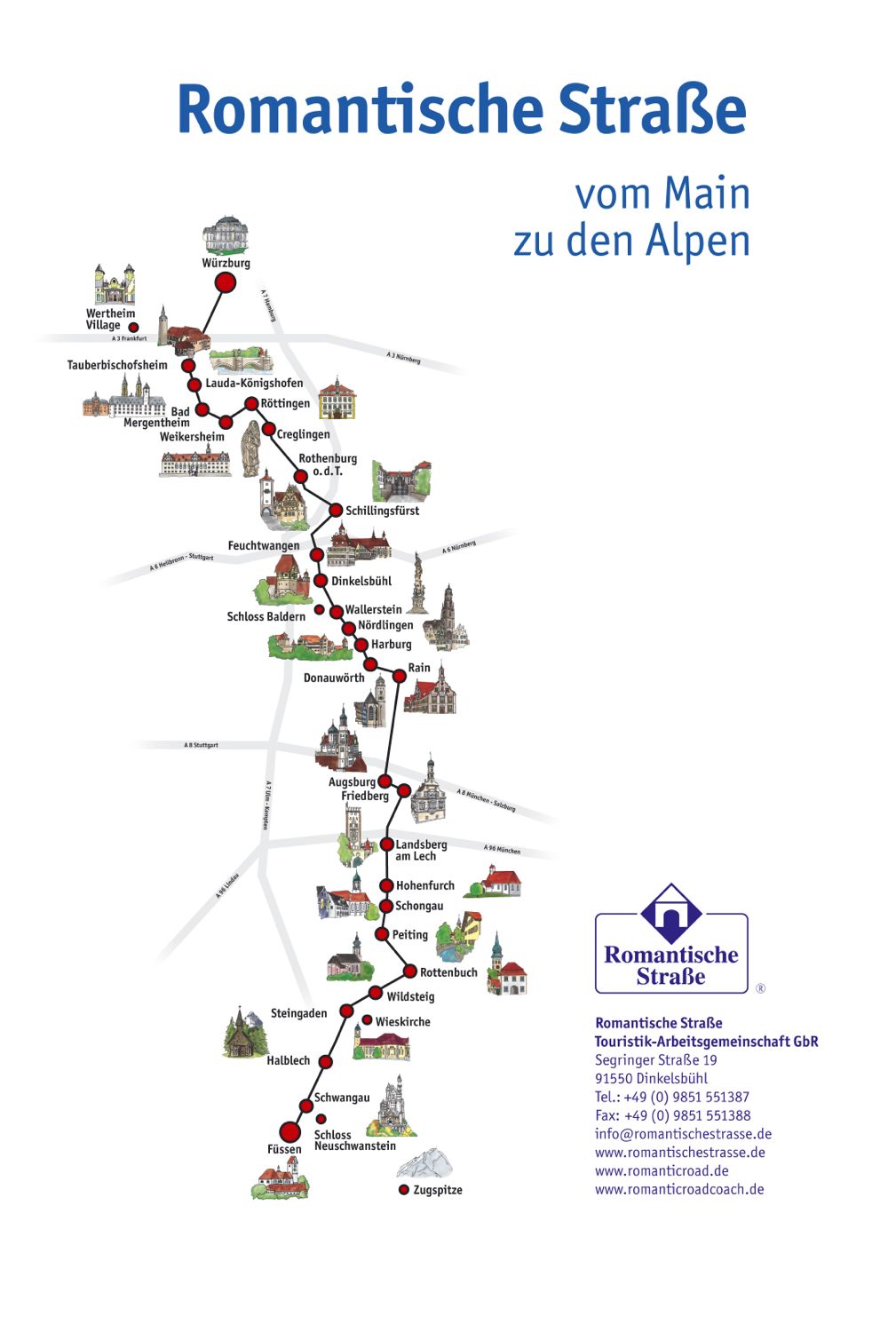2024: Top Sights and Map of the Romantic Road (Romantische Straße)